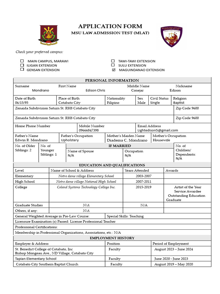 MLAT Application Form (2) - 123348 | PDF