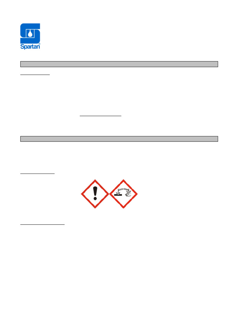 Safety Data Sheet Spartan Chemical Company, Inc.: 1. Product and ...