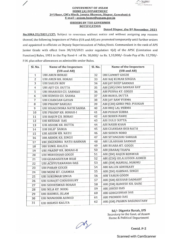 Promotion of Inspectors To DSP | PDF