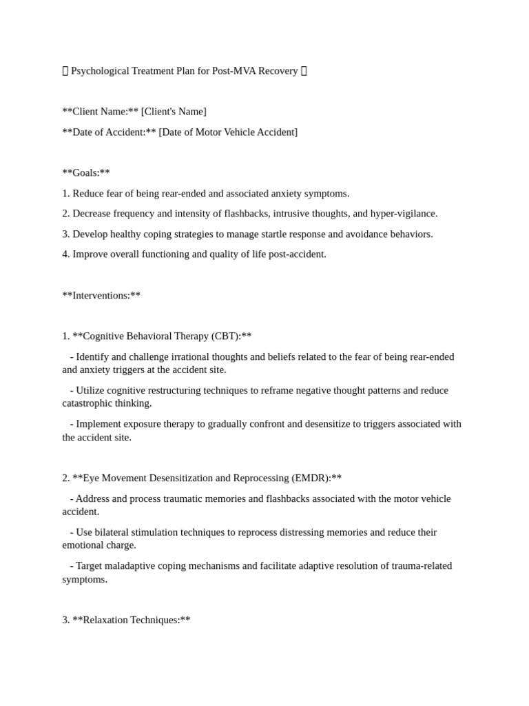 ? Psychological Treatment Plan For Post | PDF | Anxiety | Eye Movement ...
