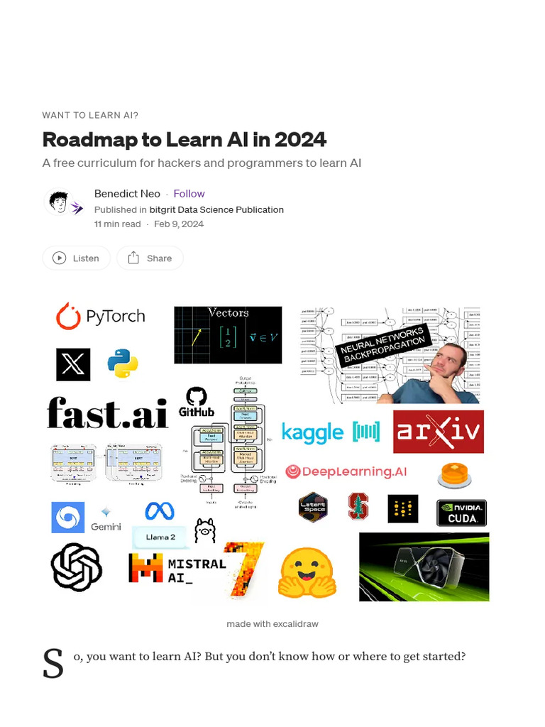 Benedict Neo - Roadmap To Learn AI in 2024 | PDF | Machine Learning ...