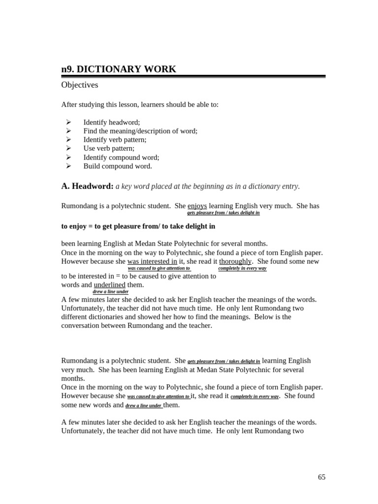 Dictionary Work | PDF