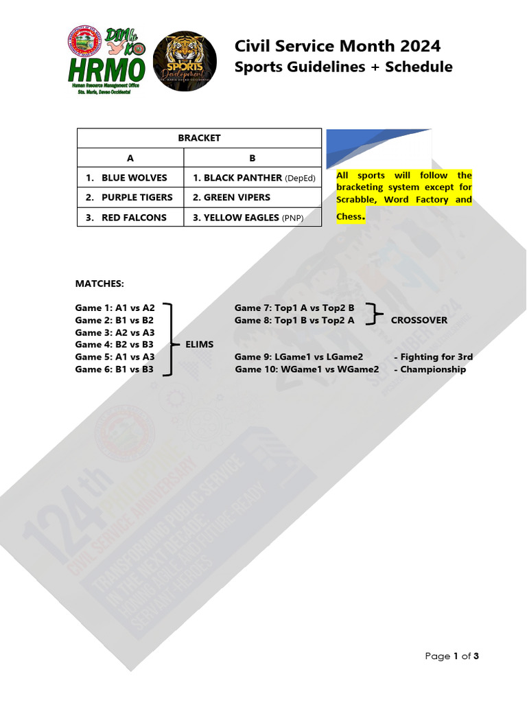 2024 CSC Month Sports Schedule and Guidelines - Sta - Maria | PDF ...