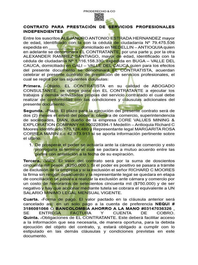 contrato prestacion de servicios para alejandro 1 | PDF