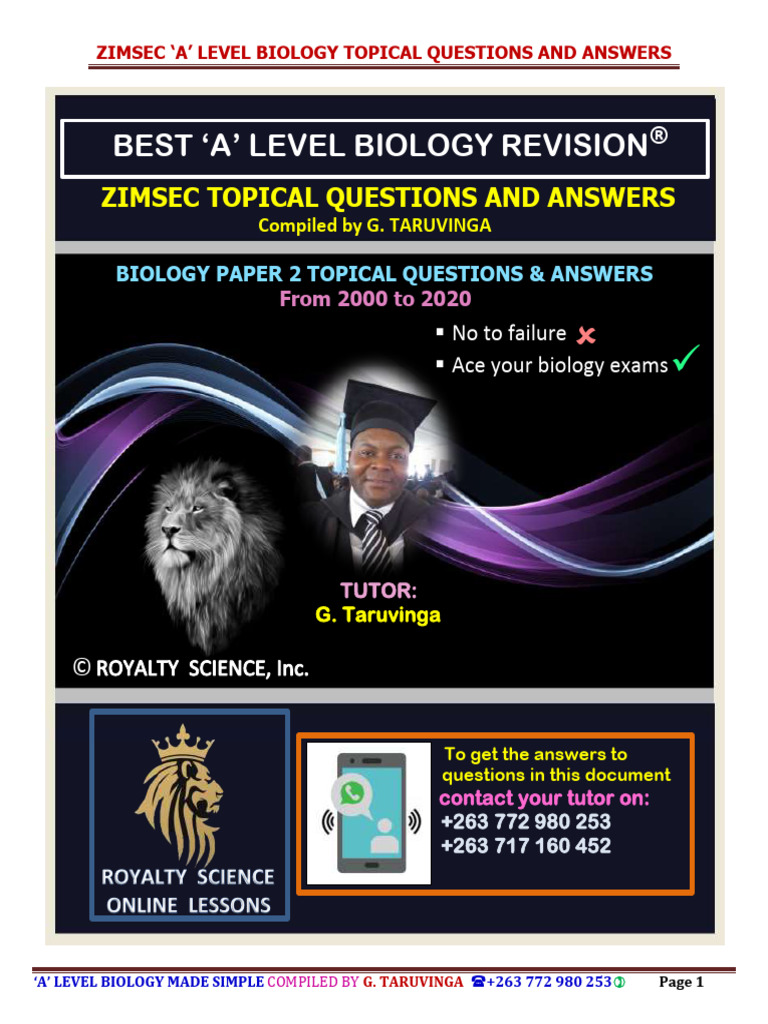 Zimsec A Level Biology Topical Questions and Answers - Taruvinga | PDF