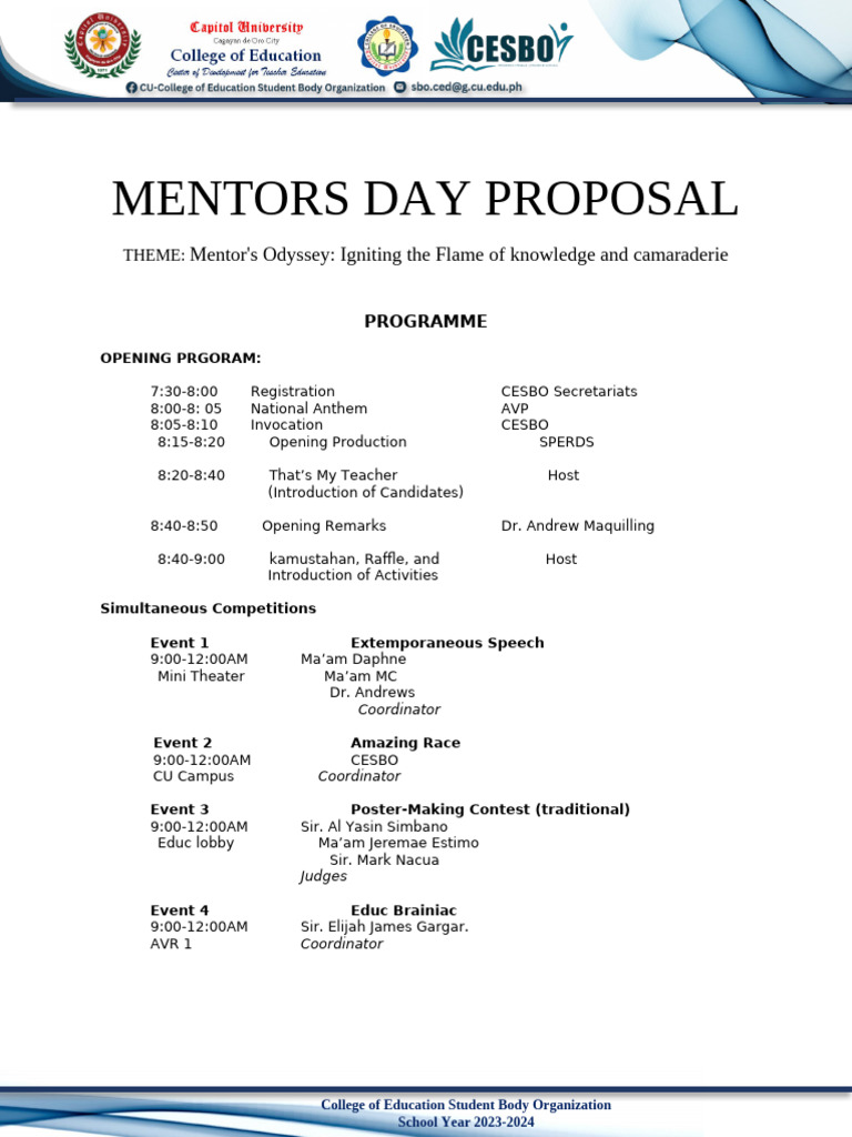 Mentors Day Proposal | PDF