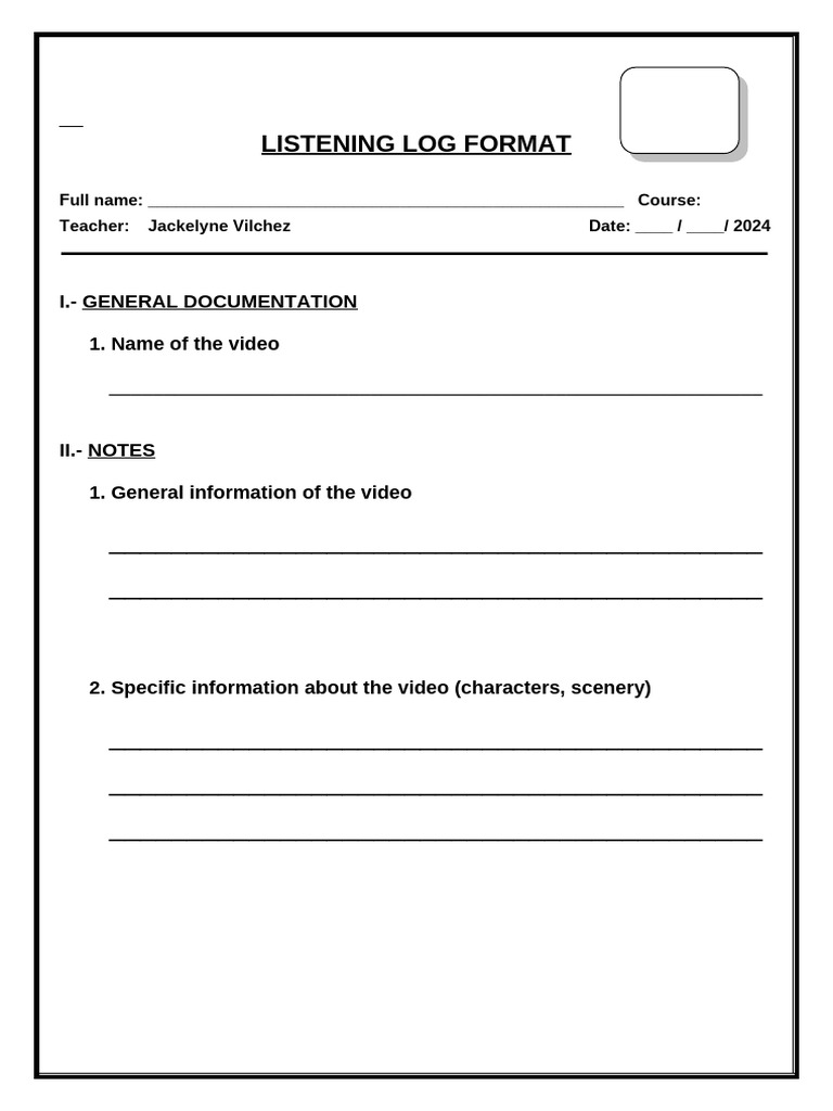 LISTENING LOG FORMAT_ B04_2024 | PDF