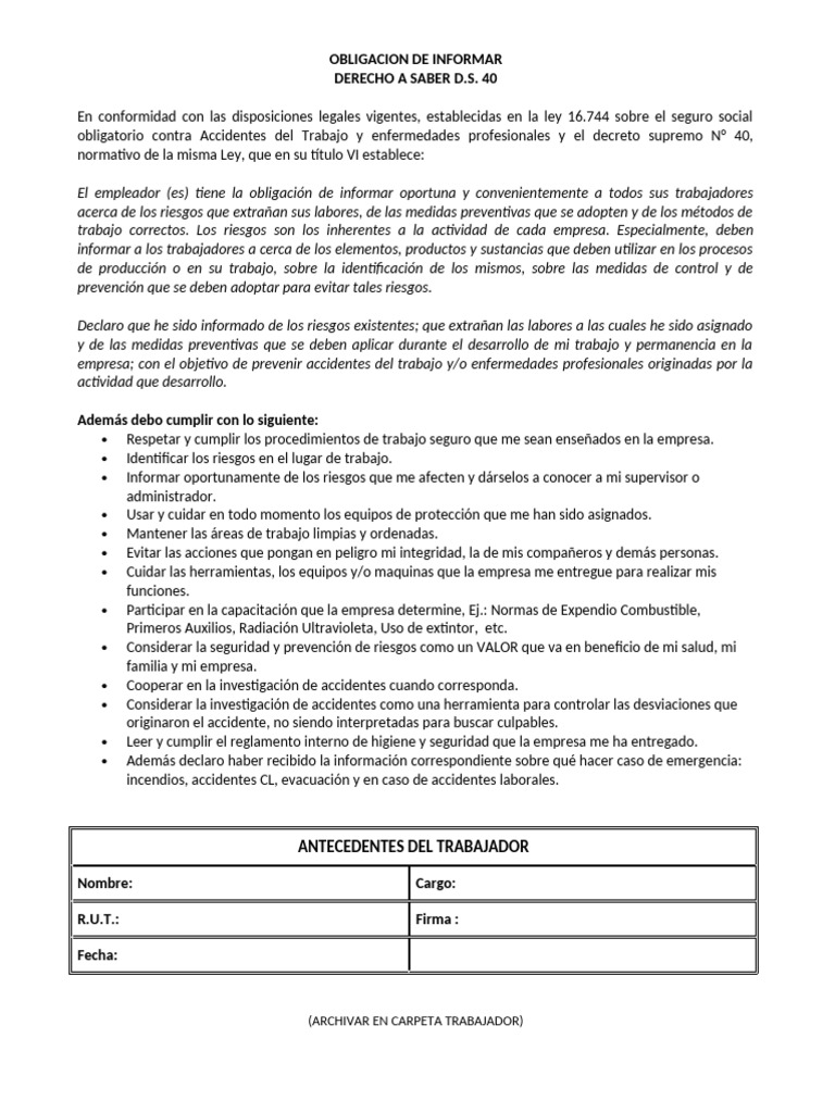 Odi Obligacion de Informar Atendedores | PDF Odi Obligacion de Informar Atendedores | PDF
