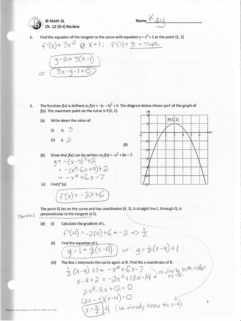 Quadratics Part 2 Review Key | PDF