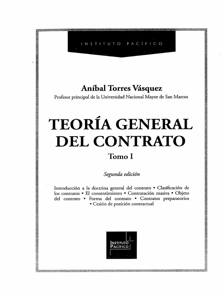 1 Teoria General Del Contrato Anibal Torres Vasquez Tomo I | PDF