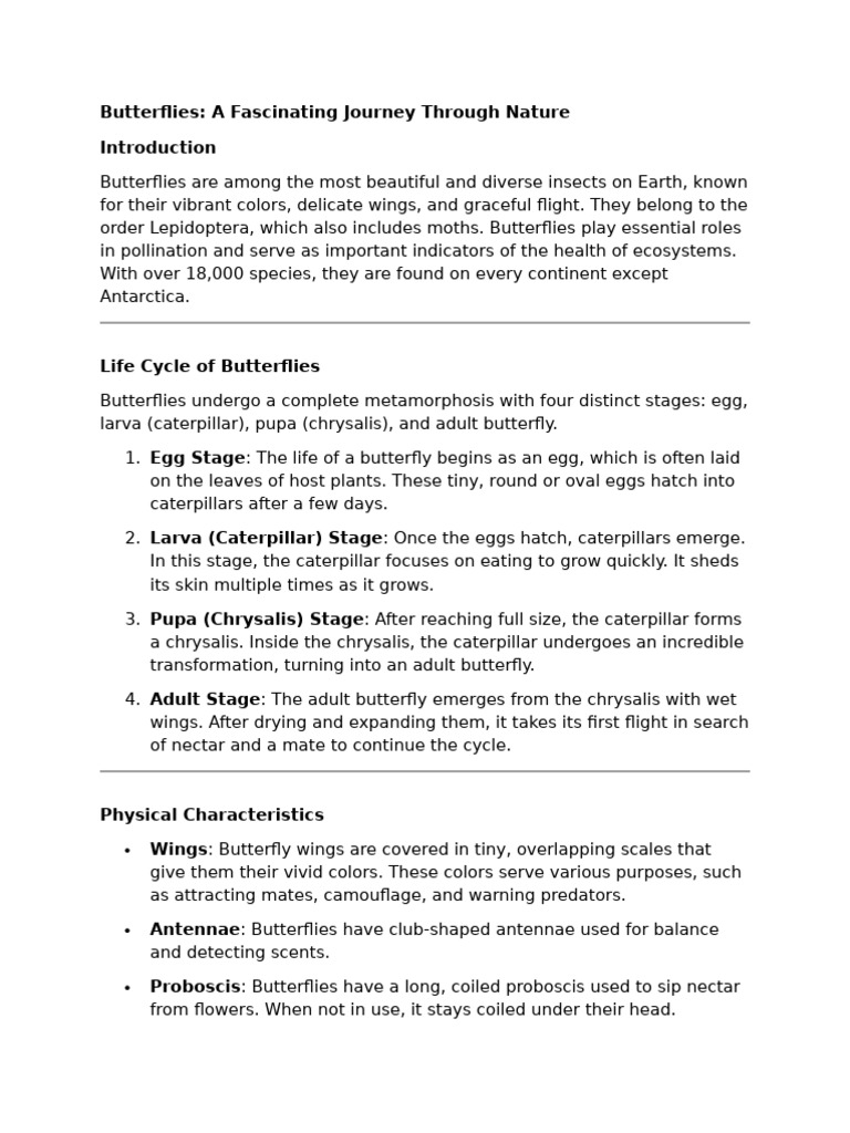 Butterflies: A Fascinating Journey Through Nature | PDF