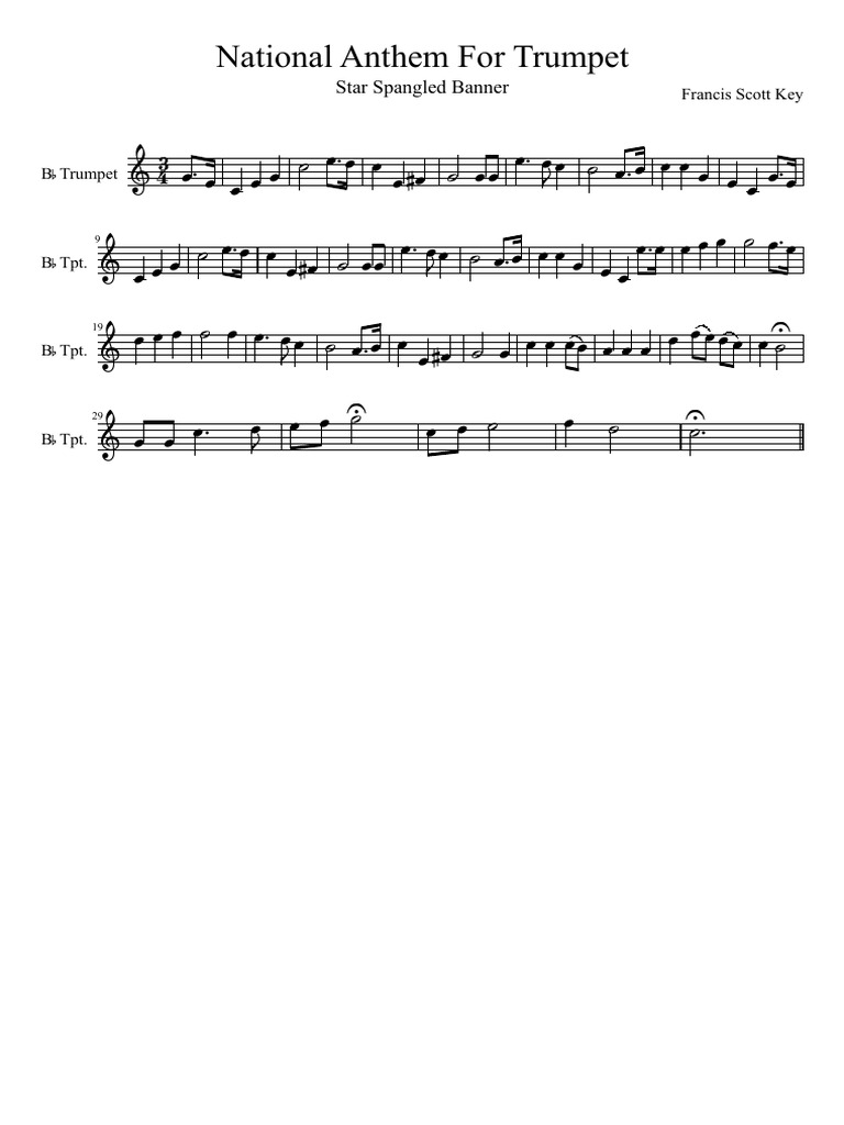National Anthem For Trumpet | PDF