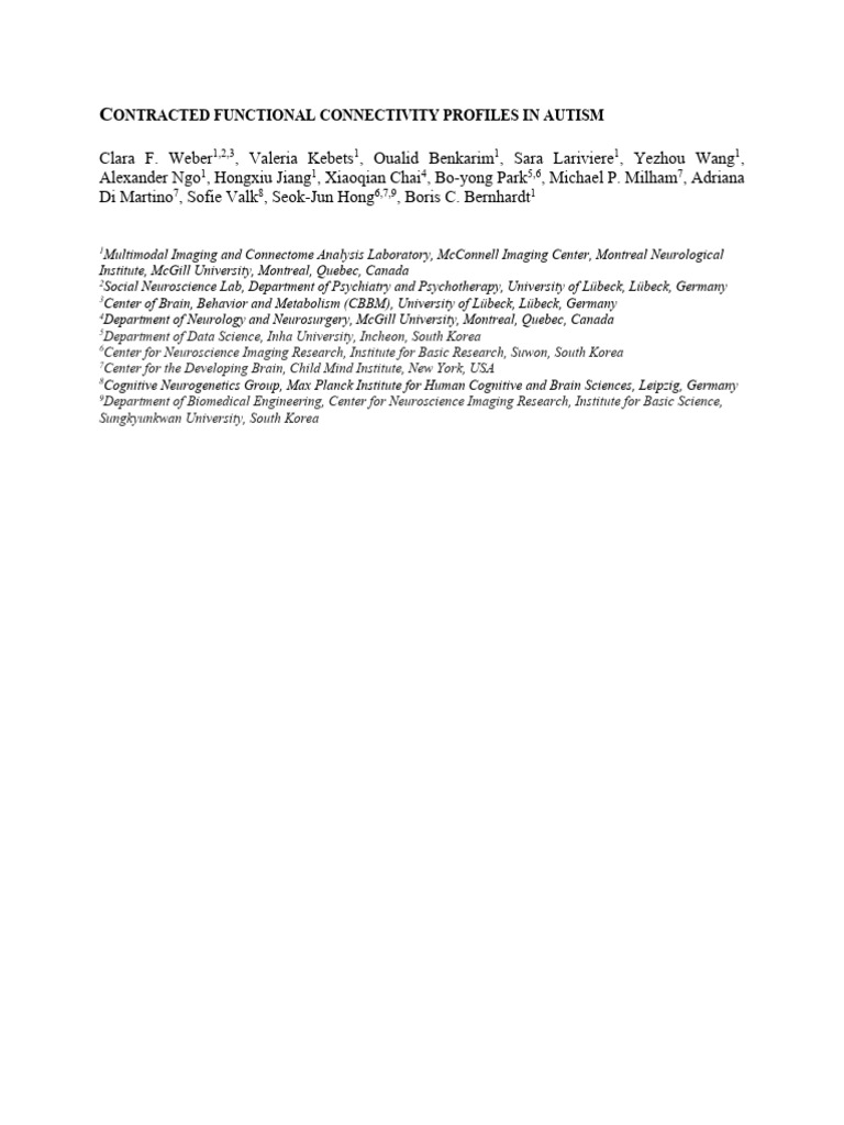 Contracted Functional Connectivity Profiles in Autism | PDF