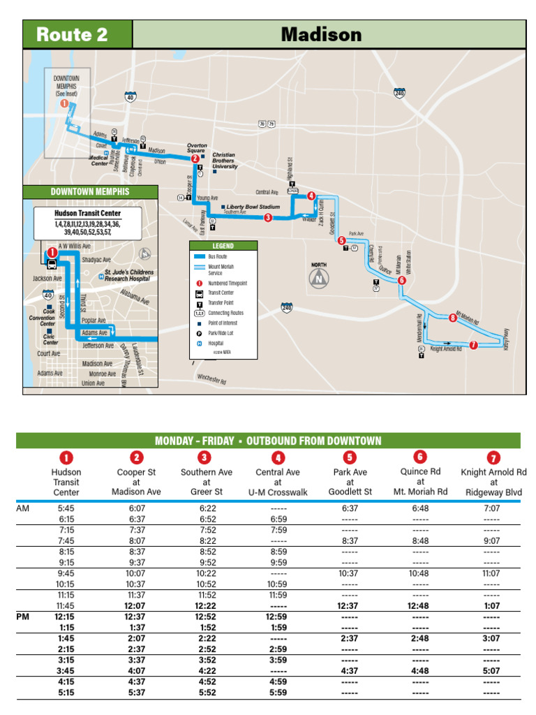 Route 2 Bus Schedule Overview | PDF