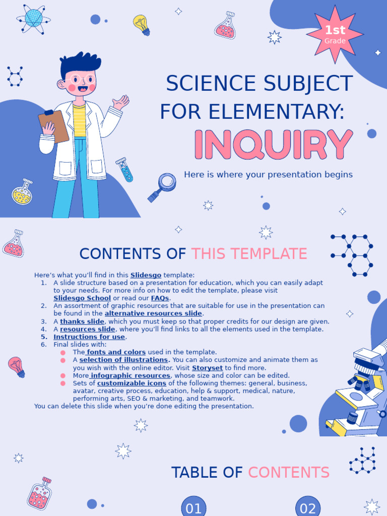 Science Subject For Elementary - 1st Grade - Inquiry - by Slidesgo | PDF