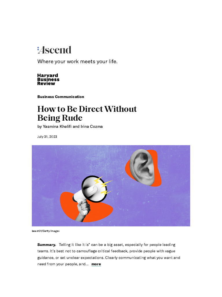 How To Be Direct Without Being Rude | PDF