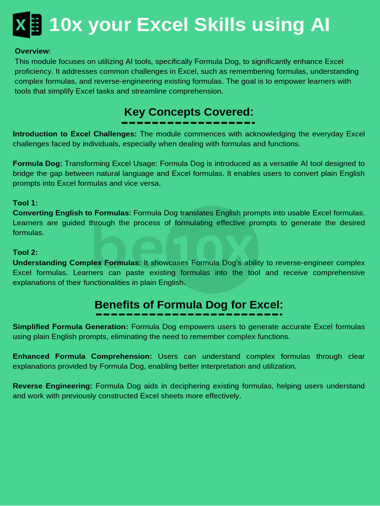 10x Your Excel Skills Using AI Video 1 | PDF | Microsoft Excel | Artificial Intelligence