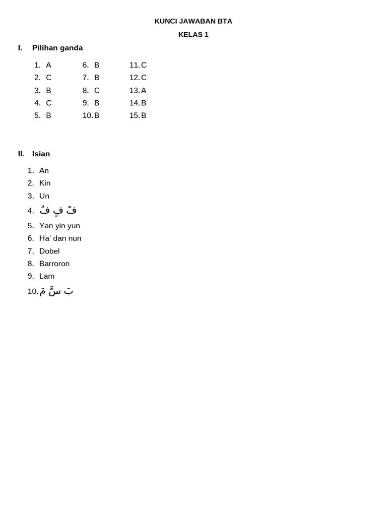 Kunci Jawaban Bta | PDF