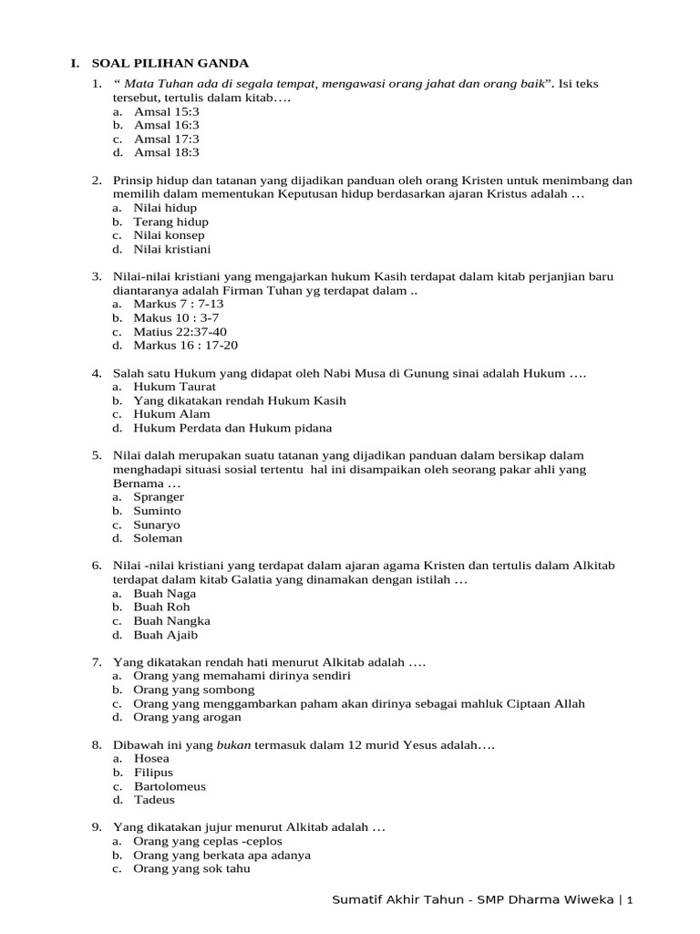 Soal Semester Genap Kelas 7 | PDF