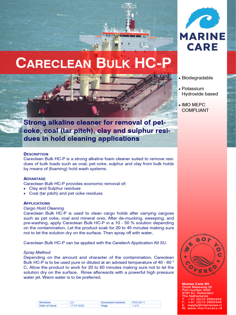 PDS 08 11 Careclean Bulk HC P Rev. 2 170723 | PDF