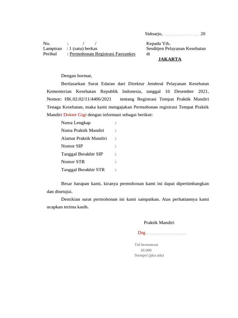 Form Registrasi Fasyankes 1.2 | PDF