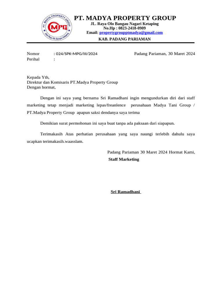 Surat 022 Bank BTN 022 | PDF