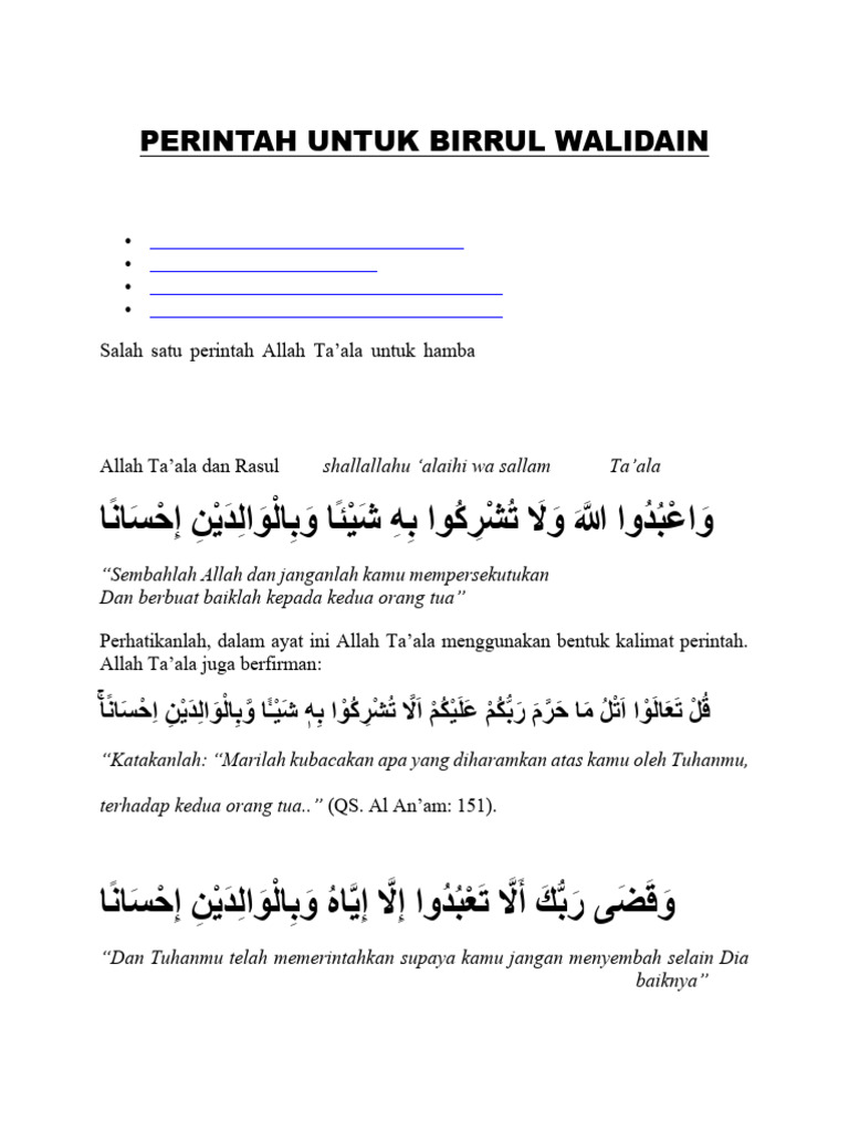 Perintah Untuk Birrul Walidain | PDF