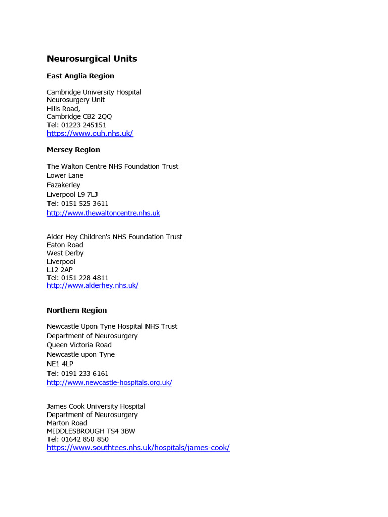 Neurosurgical Units Oct 2022 | PDF