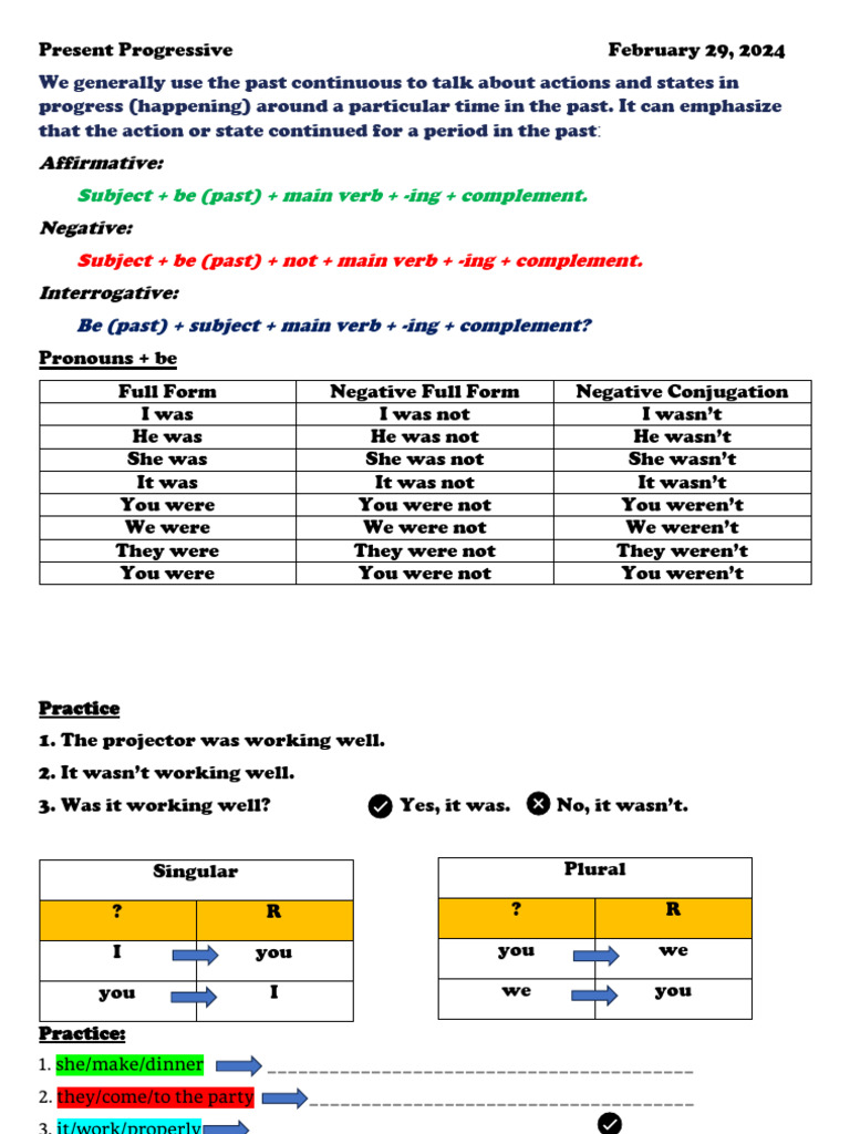 Past Progressive Explanation | PDF