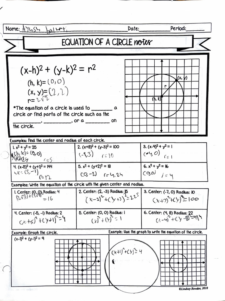 Equation of Circles HW | PDF