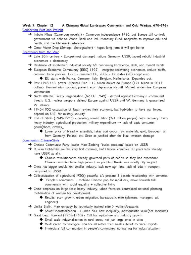 Chapter Communism World History Notes | PDF