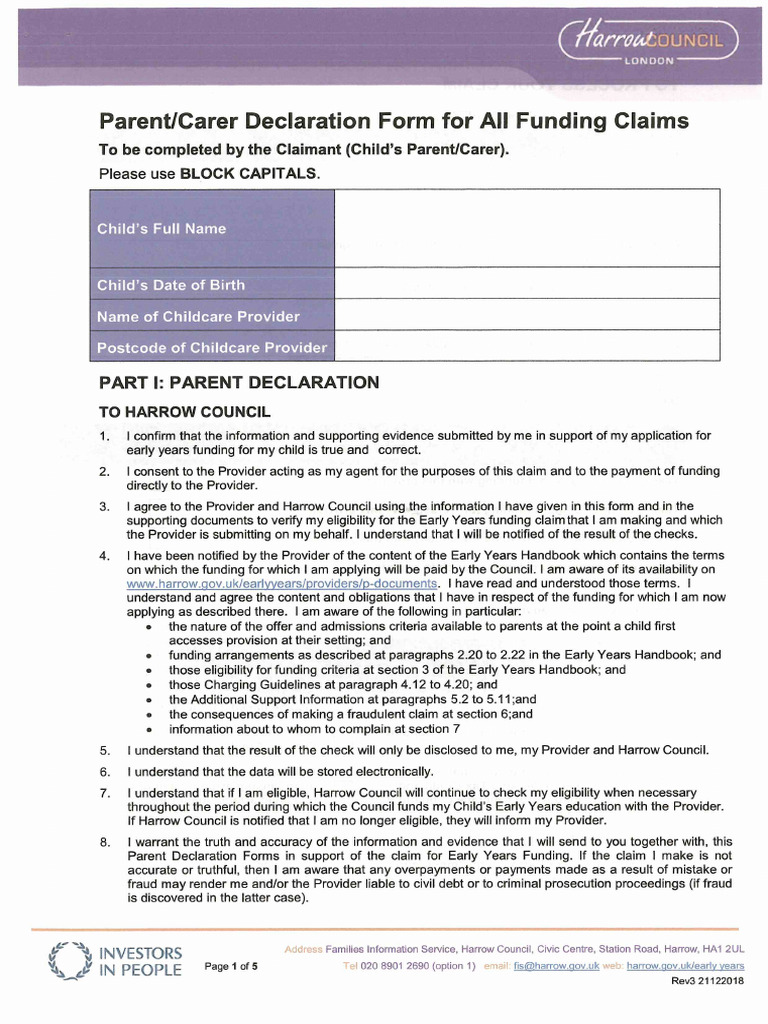 Harrow Council Grant Form | PDF
