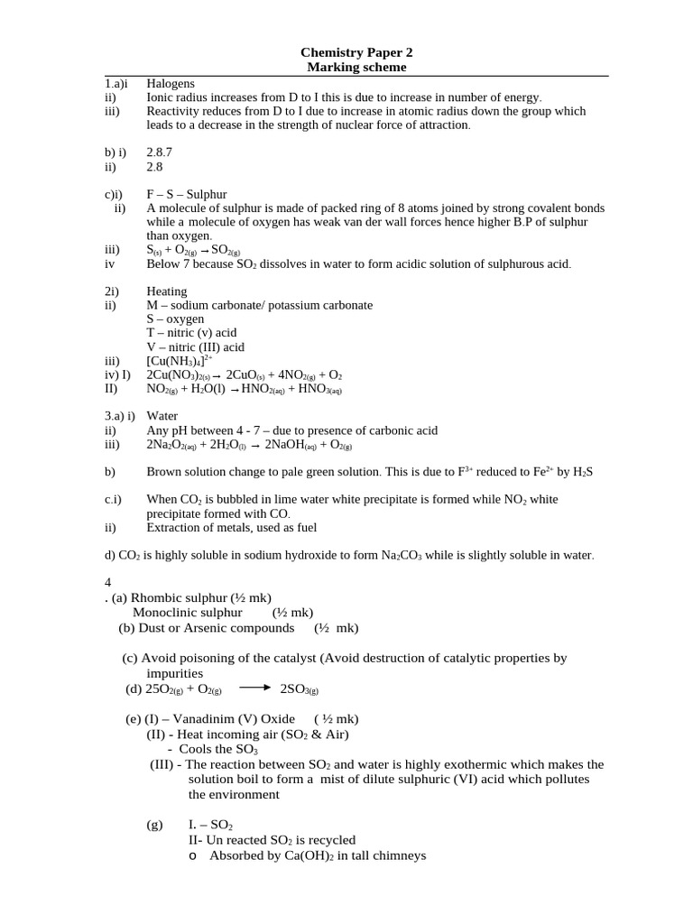F3 CHEMISTRY PP2 MS Teacher - Co - .Ke End Term 2 | PDF