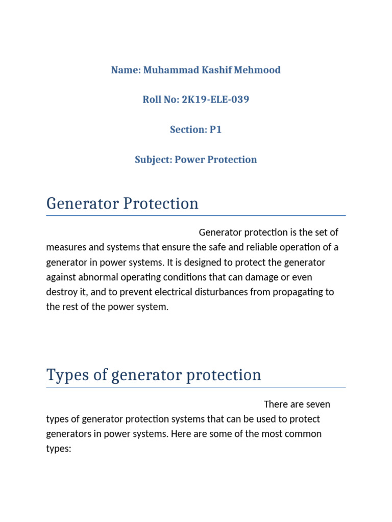 Generator Protection 039 | PDF