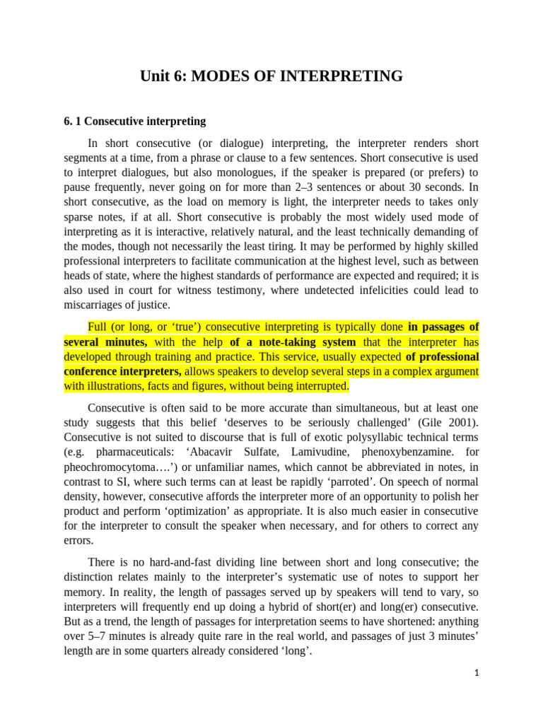 Unit 6 - Modes of Interpreting (Đã Highlight) | PDF