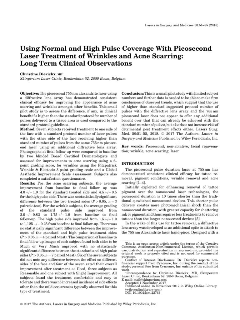 Lasers Surg Med - 2017 - Dierickx - Using Normal and High Pulse Coverage With Picosecond Laser ...