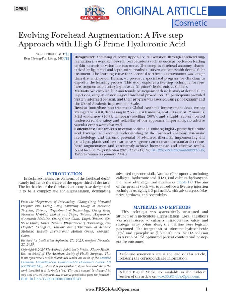 Evolving Forehead Augmentation A Five Step.54 | PDF
