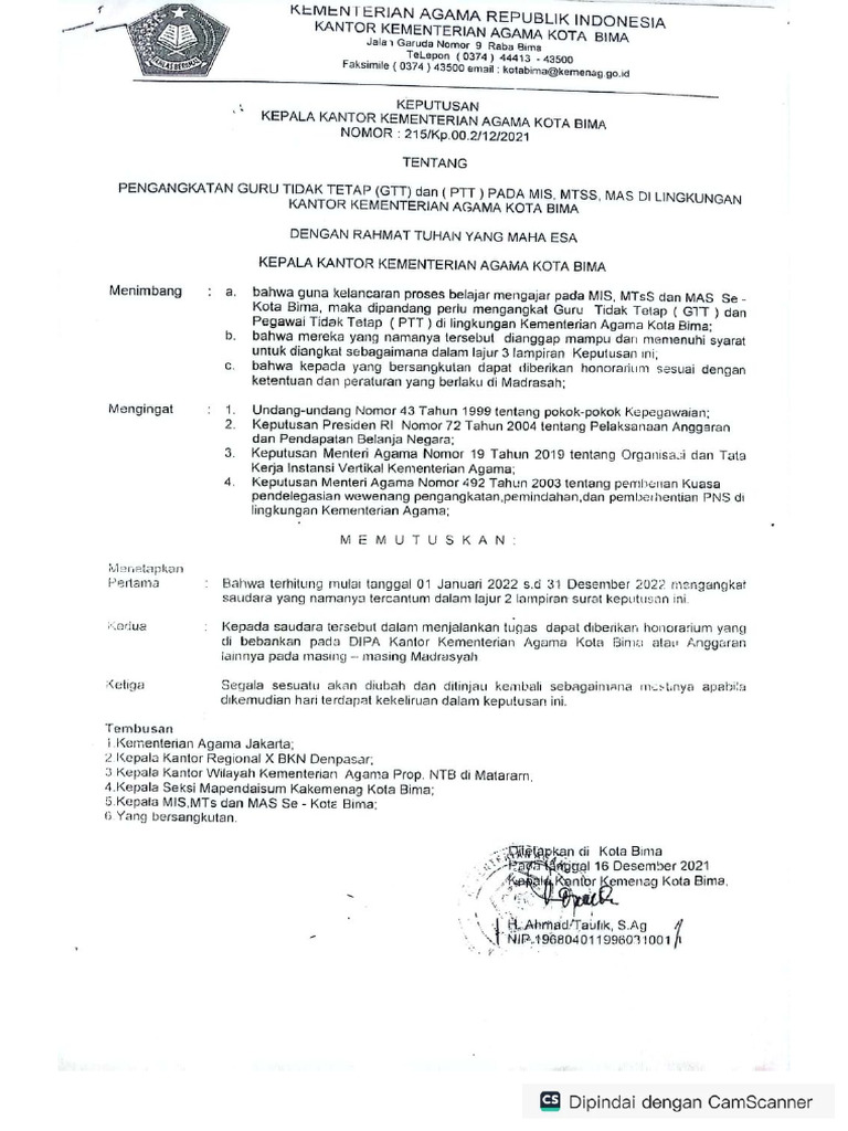 SK Kemenag 2022 | PDF