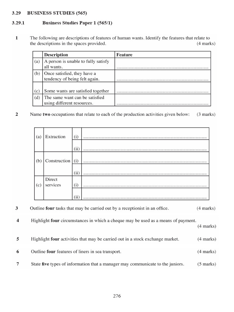 2014 Kcse Business Studies Qs Papers | PDF