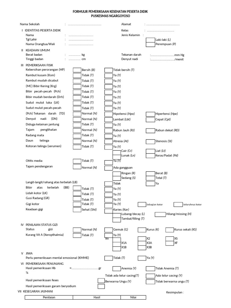 Formulir Penjaringan Sekolah | PDF