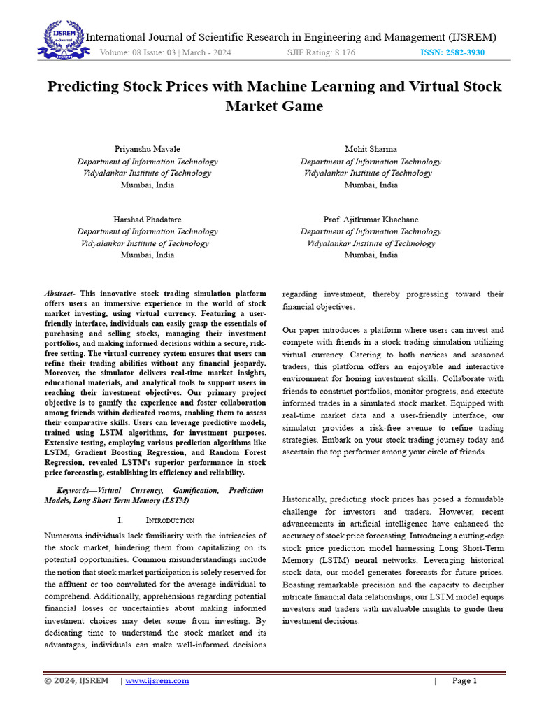 Predicting Stock Prices With Machine Learning and Virtual Stock Market ...