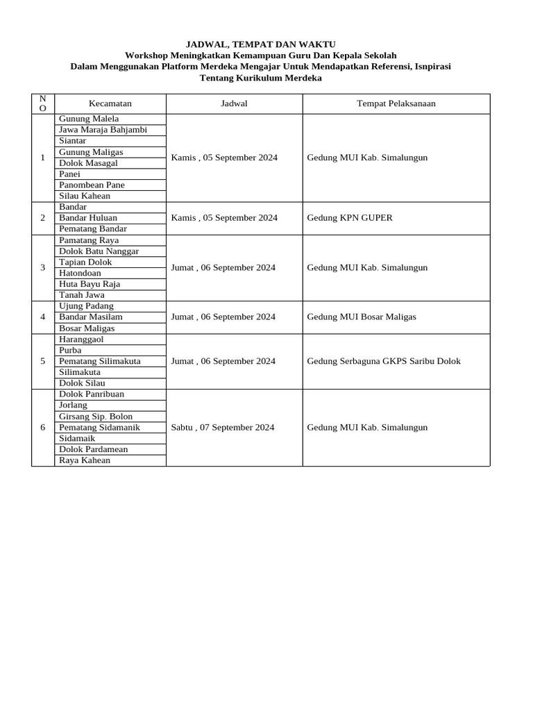 Jadwal Workshop 2024 | PDF