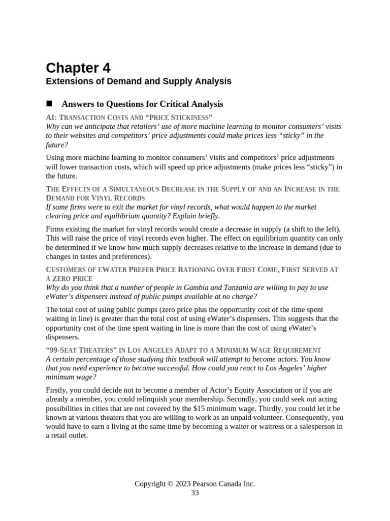ECON1110 - Chapter 4 Solutions | PDF