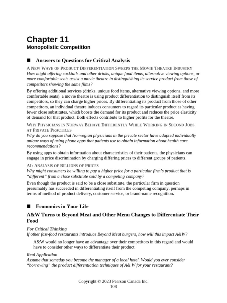 ECON1110 - Chapter 11 Solutions | PDF