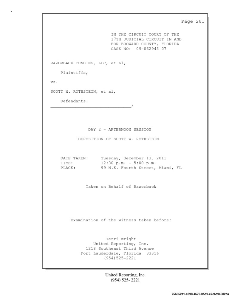 2011-12-13 Rothstein Scott PM | PDF | Ponzi Scheme | Witness