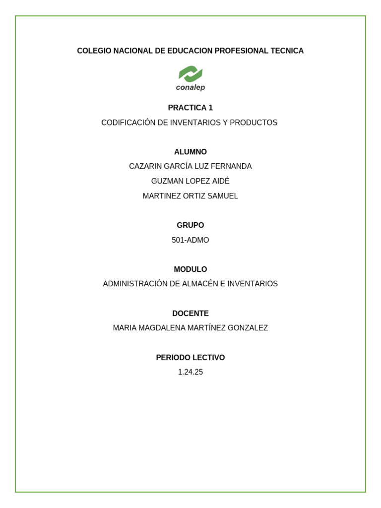 PRACTICA 1. CODIFICACION | PDF