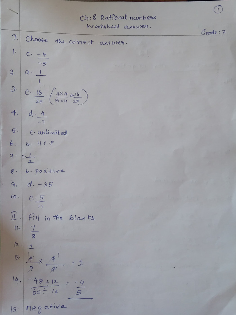 GR 7 Ch.8 Maths Worksheet Answer Key | PDF