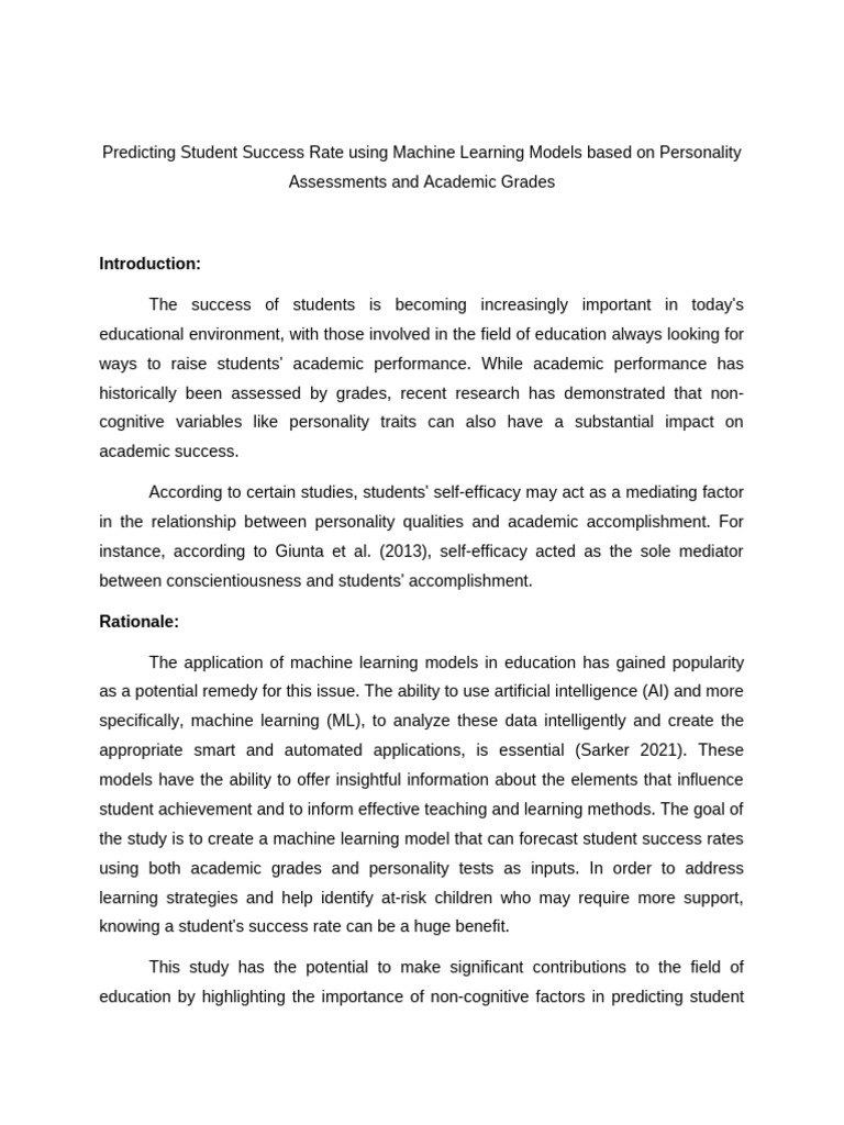 Predicting Student Success Rate Using Machine Learning Models Based On Personality Assessments ...