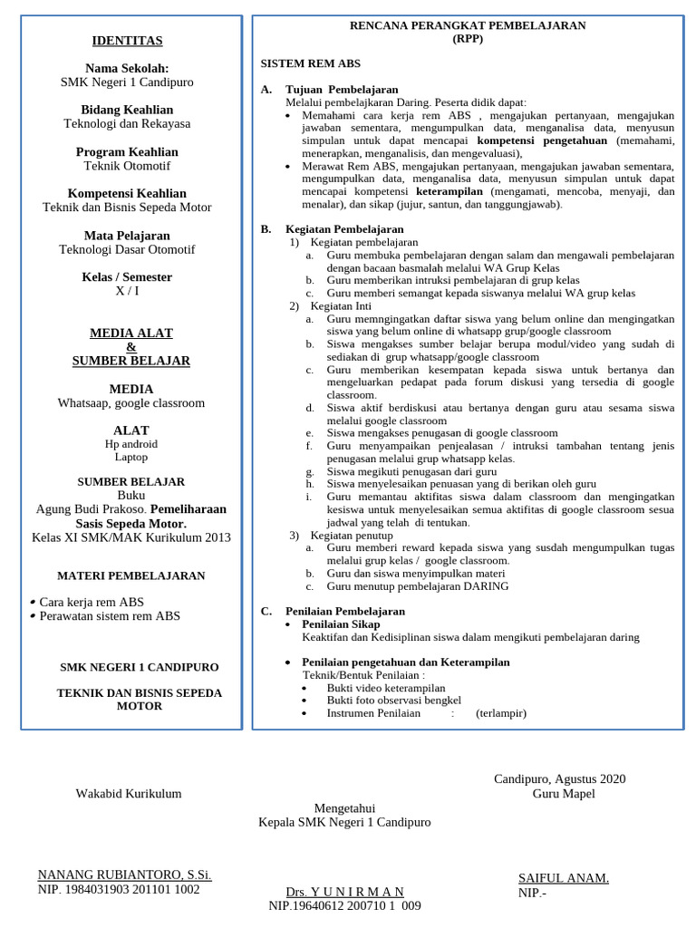 RPP 03 Sistem Rem Abs | PDF