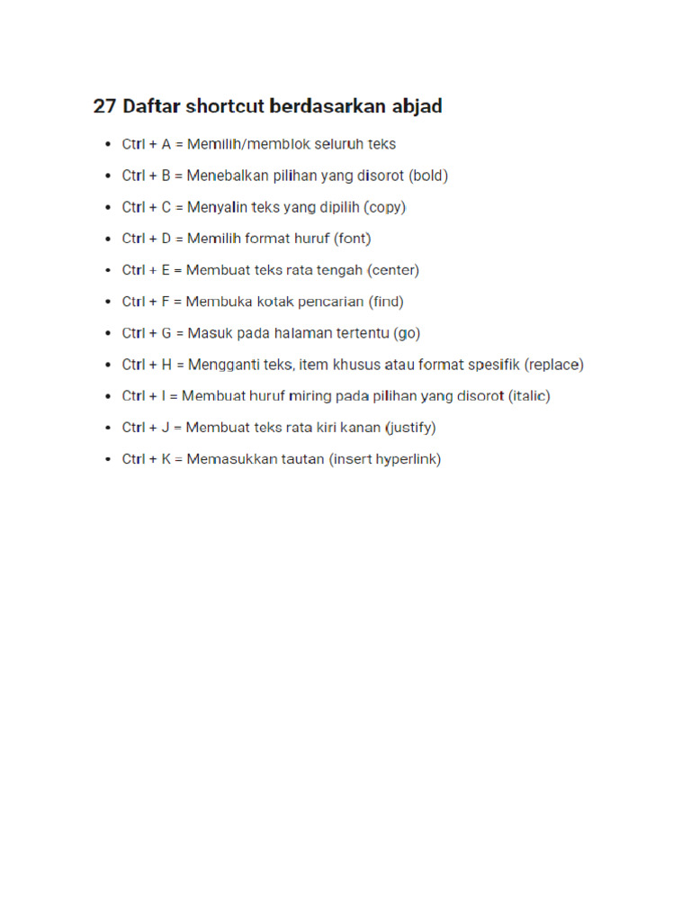 Shortcut Word | PDF